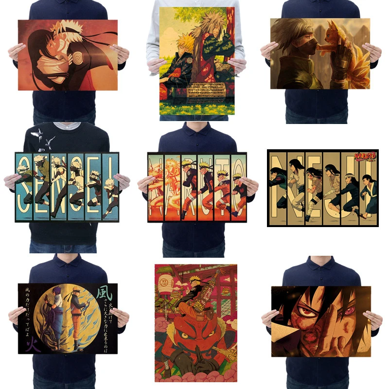 Classic Kakashi Figure Sasuke Neji Anime Poster Vintage Room Decor ...