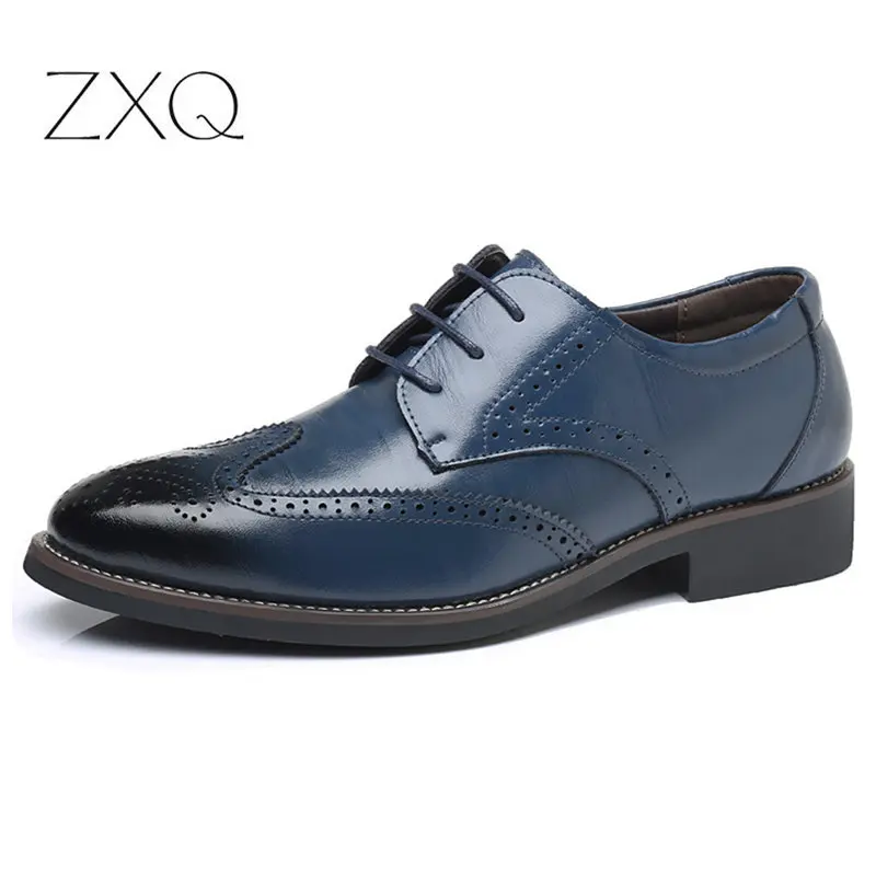 Luxury Designer Formal Men Dress Shoes Genuine Leather Classic Brogue ...