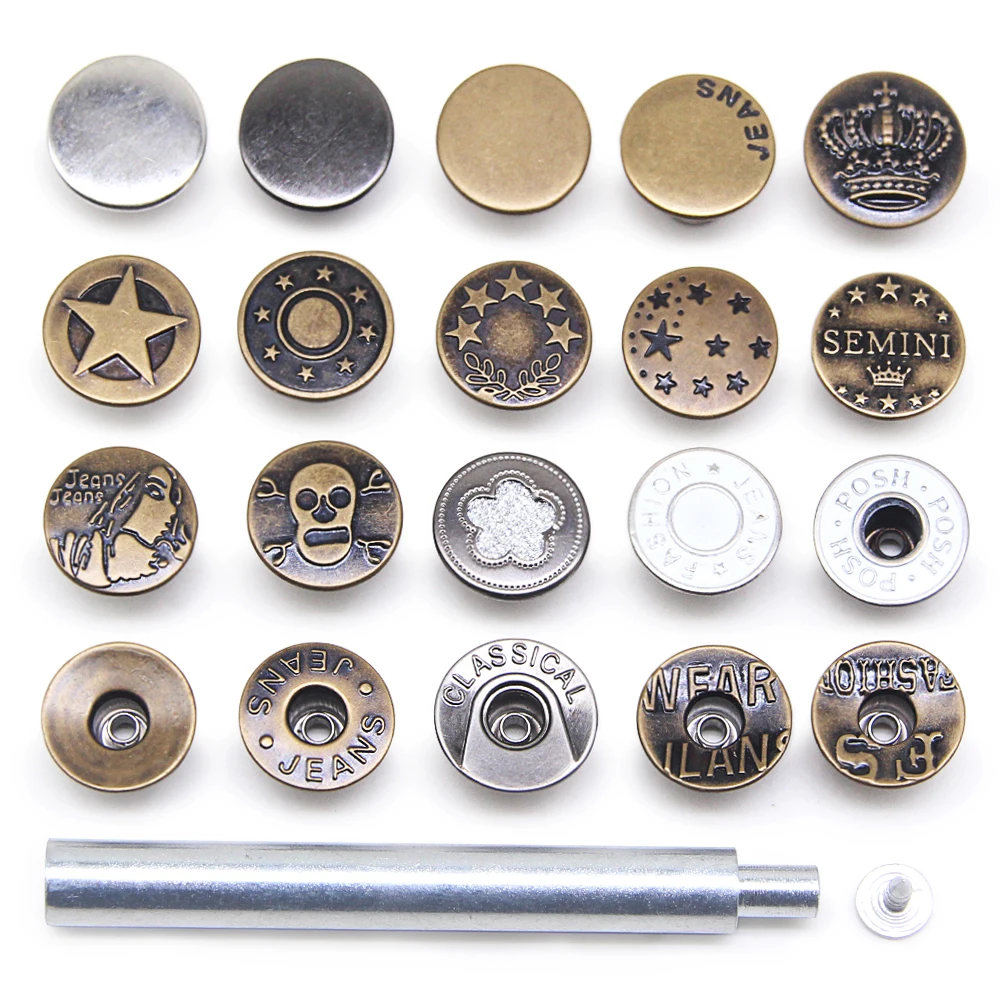 10pcs-17mm-Bronze-Fashion-Hollow-Metal-Brass-Jeans-Buttons-Shank-Button ...