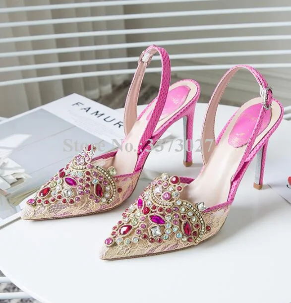 Wedding-Shoes-woman-high-heel-colorful-crystal-decor-string-bead-sexy ...