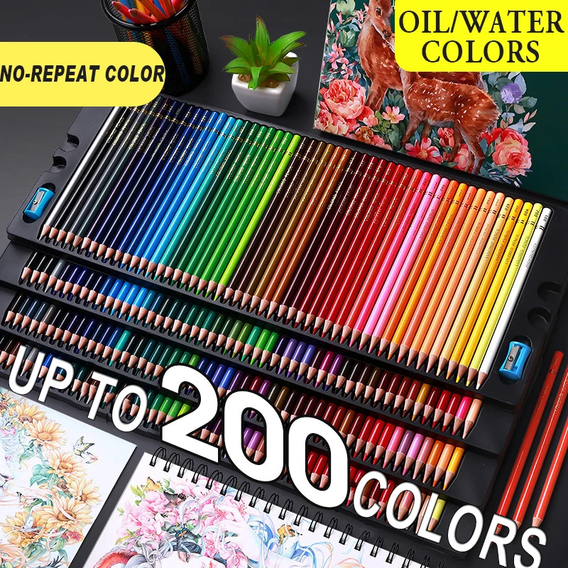 200-180-150-120-72-48-24Color-Professional-Oil-Color-Pencils-Wood-Soft ...