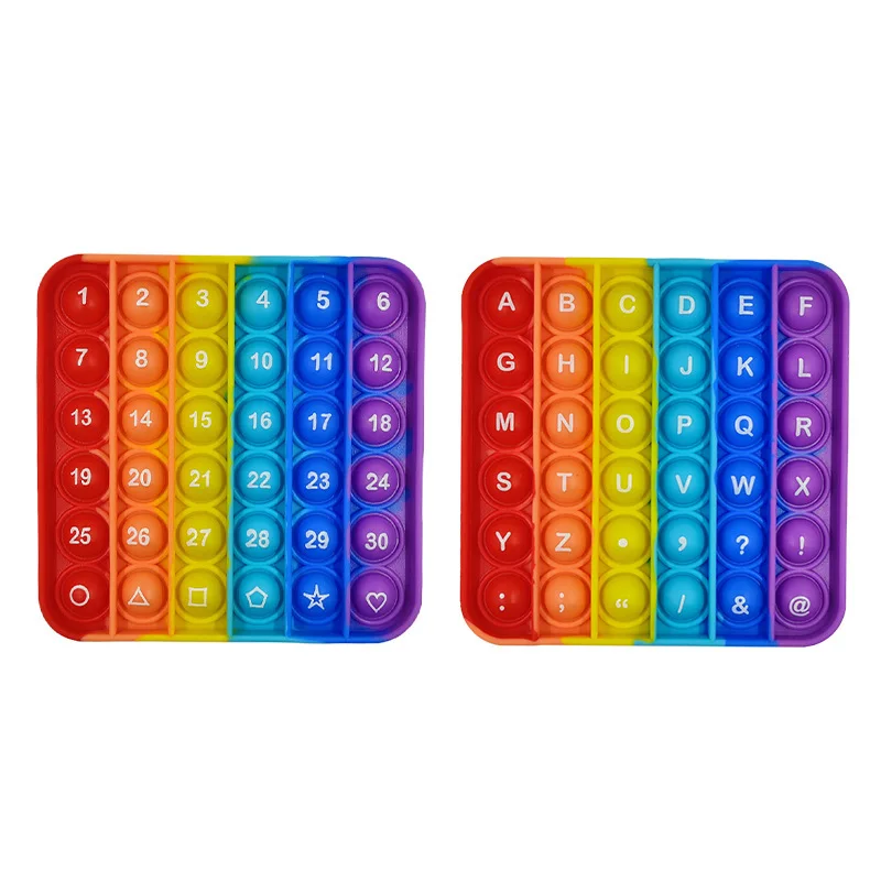 Rainbow Alphabet Numbers Letter Pop Fidget Toys Adult Kids Push Bubble ...
