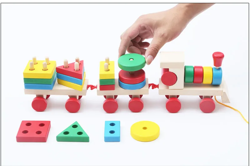 25pcs Educational Pull Along Train Set Shape Sorter Color Sorting ...