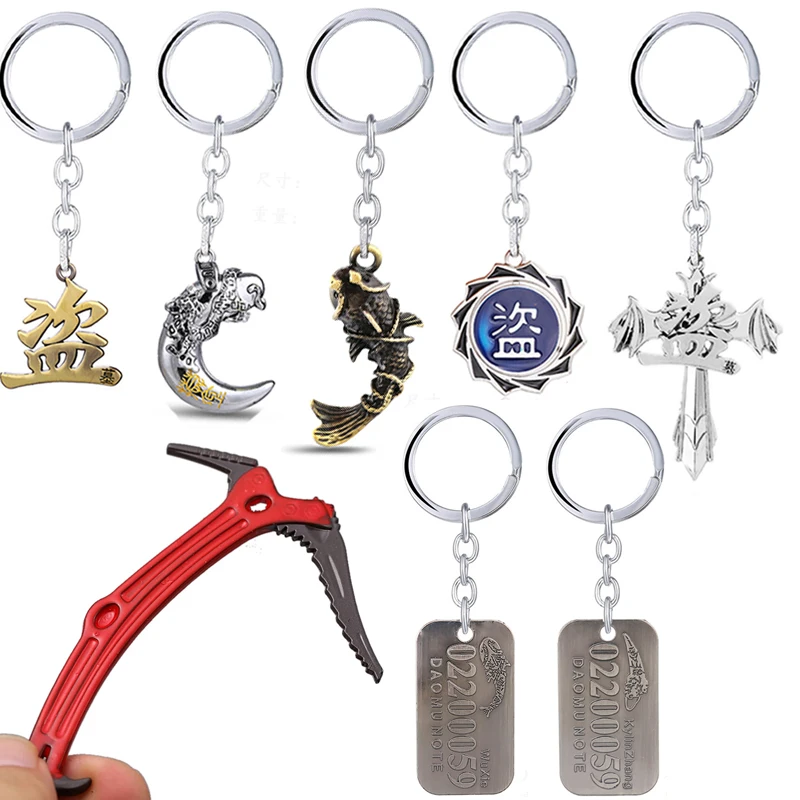 New Movie Tomb Raider Keychain Laura Pickaxe Ice Axe Red Metal Keyring ...