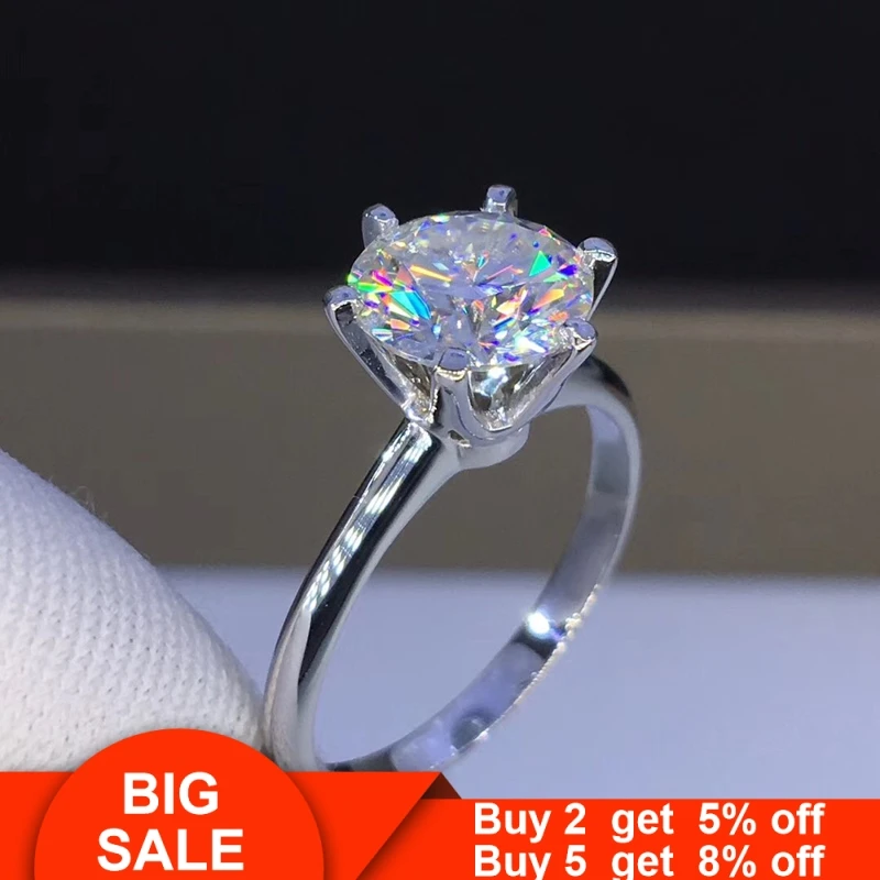 Роскошный Пасьянс 1CT CZ Диамант кольцо 925 пробы серебряные ювелирные изделия обручальные ...