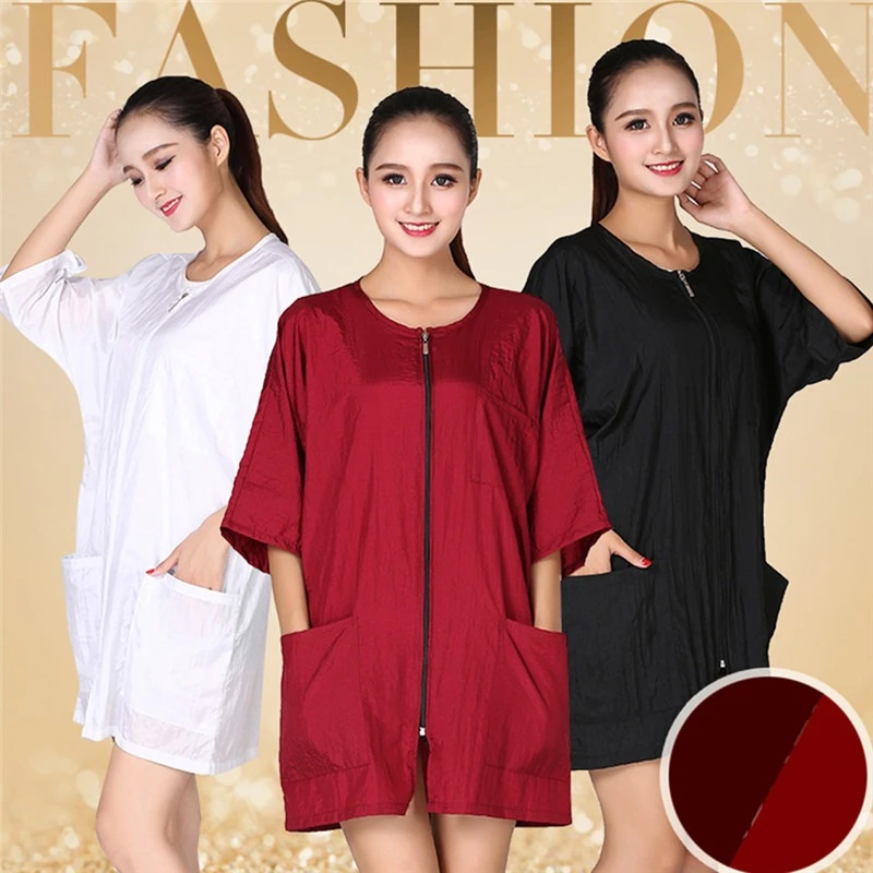 Professional Salon Smock Stylist Jacket Cosmetology Uniform Zipper ...