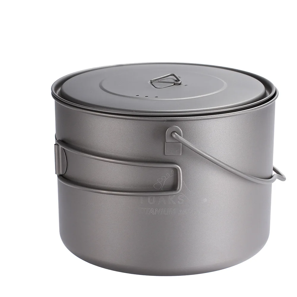 Toaks Camping Hanging Titanium Pot 1600ml Ultralight Cookware Folding ...