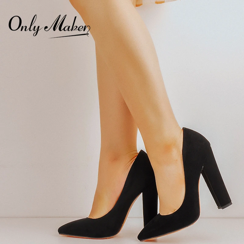Block Heel Pumps Ladies Shoes | Block High Heels Pointed Toe ...