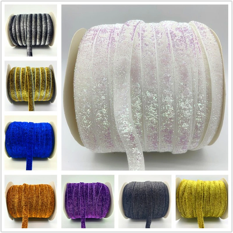 3yards-Lot-15mm-Elastic-Band-Glitter-Velvet-Ribbon-Handmade-Wedding ...