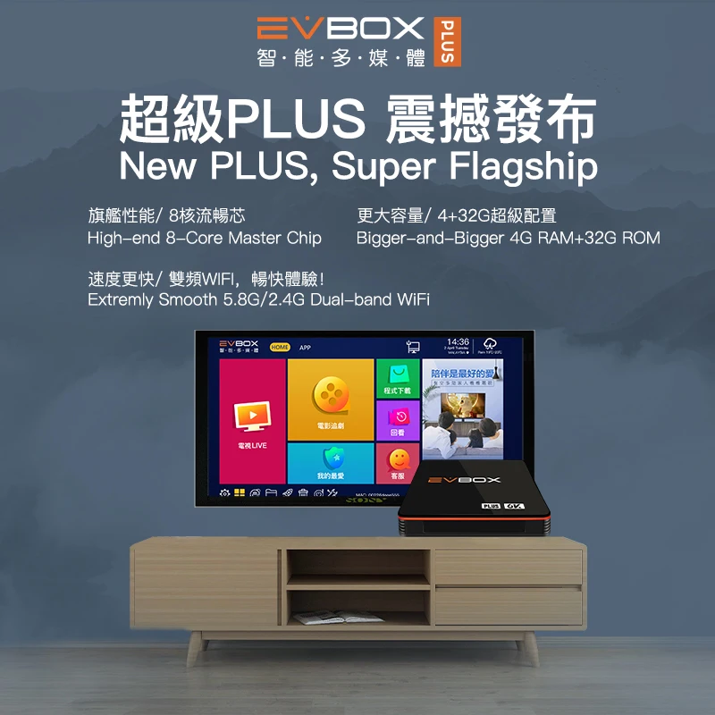 EVBOX 3R 2G 16G EVBOX Plus 4G 32G Android tv box from EVPAD Android 7.0 ...
