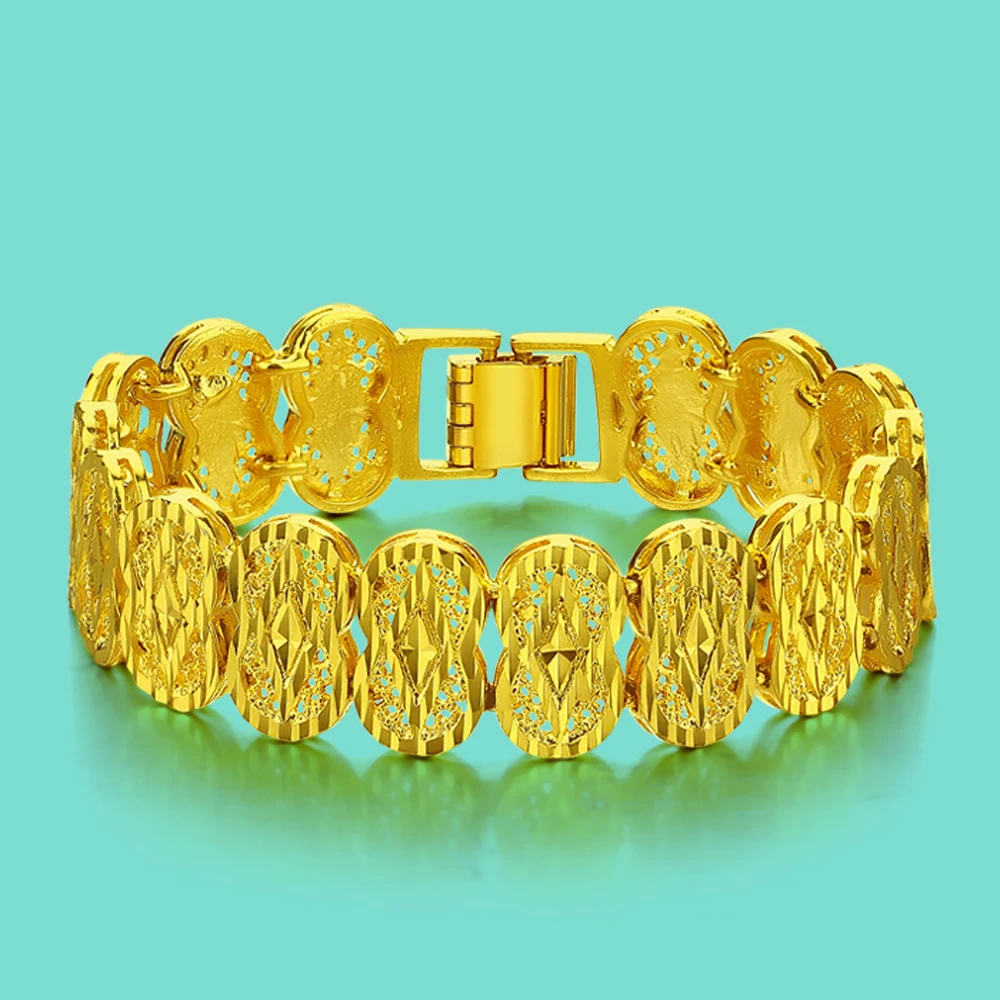 Chinese Style Gold Jewelry Men's 925 Silver 24k Gold Bracelet Fine ...