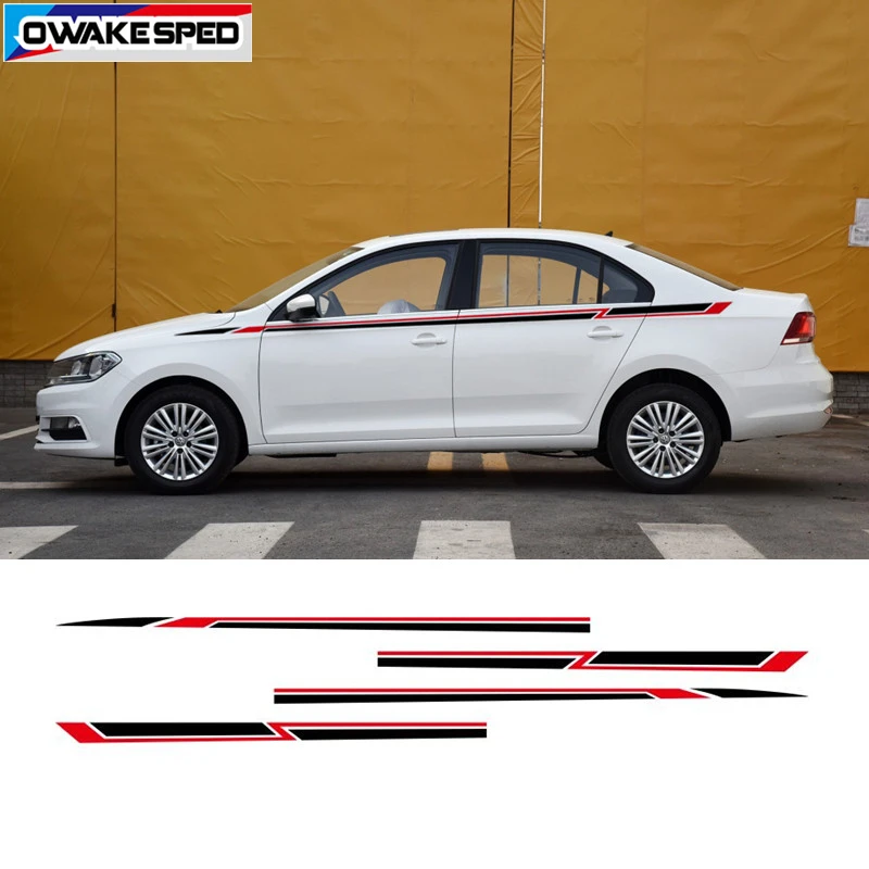 Both Side Racing Stripes Car Door Waist Lines Sticker Auto Styling Body ...