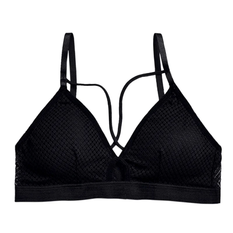 French Style Bralette Women Bras Seamless Deep V Lace Bra Wire Free ...