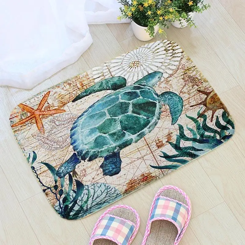 Sea-Style-Turtle-Octopus-Printing-Doormat-Flannel-Fabric-Whale-Seahorse ...