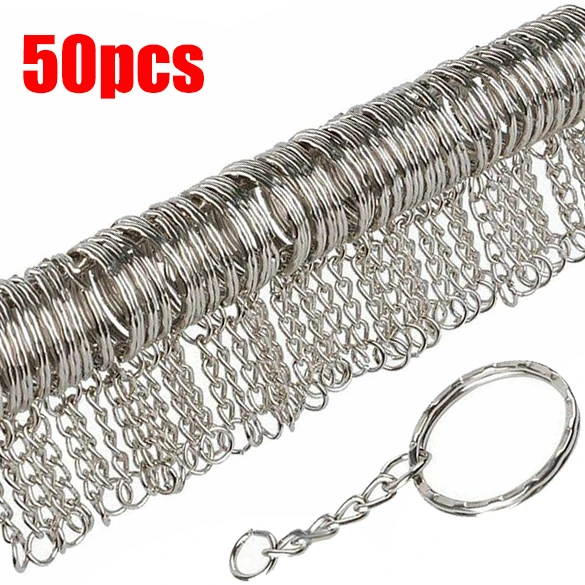 50pcs Metal Keychains With Split Ring Link Chains 20-30mm Key Rings ...