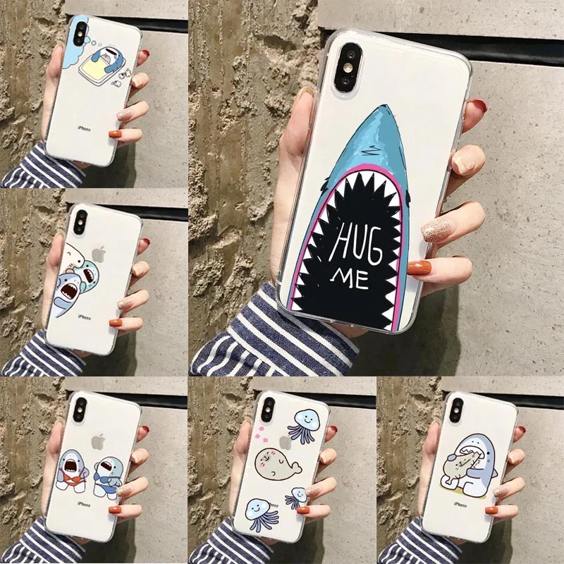 Coque de téléphone apple en forme de requin et de dauphin, étui souple ...
