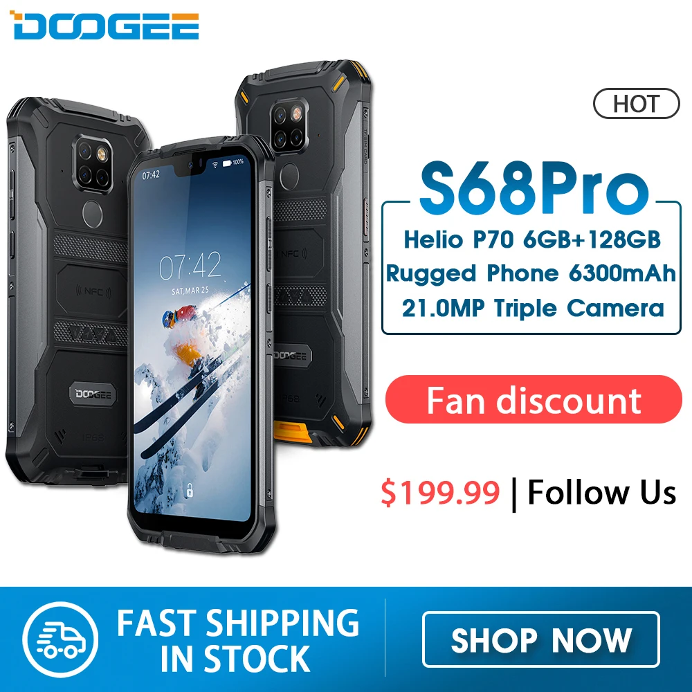 DOOGEE teléfono resistente S68 Pro, resistente al agua IP68, Helio P70 ...