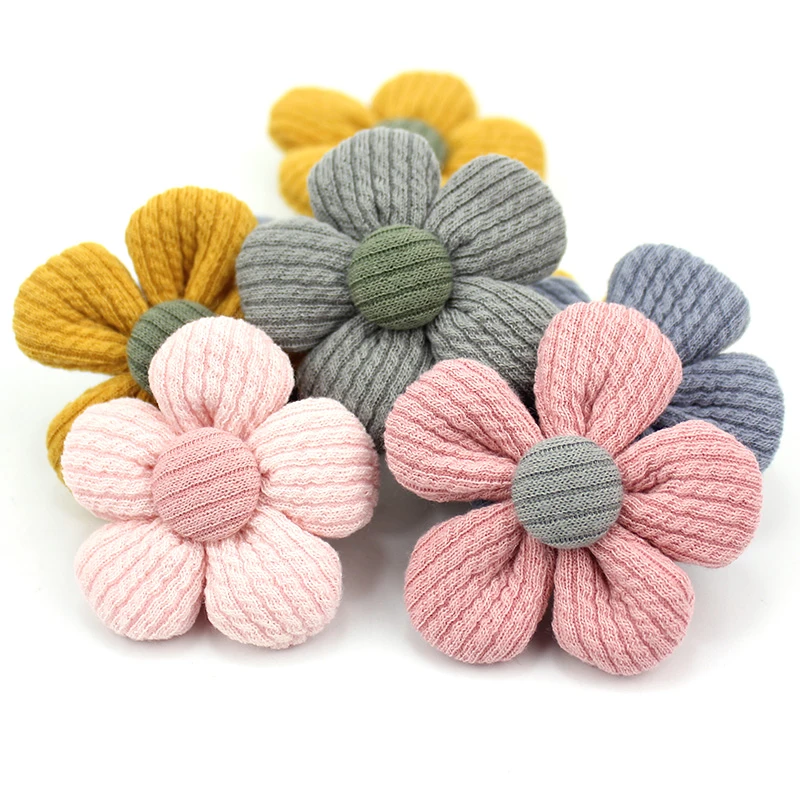 5Pcs 5.5cm Handmade Flowers Padded Appliques For Crafts Baby's DIY ...