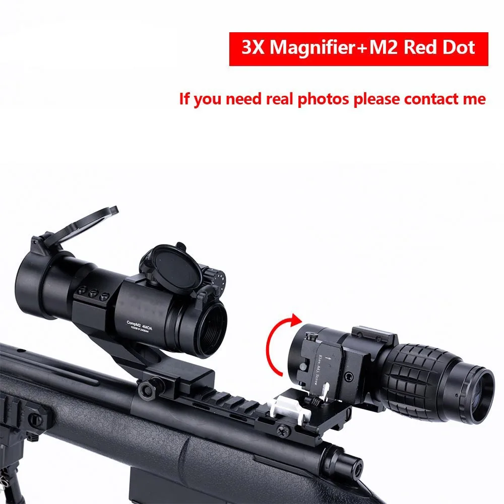 Tactical M2 Red Dot Optics Sight 3x Magnifier Scope Flip To Side Reflex ...
