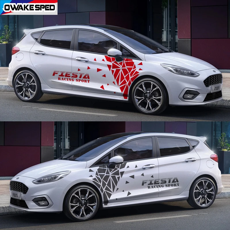 1set Car Products For-ford Fiesta St Racing Sport Stripes Car Door Side ...