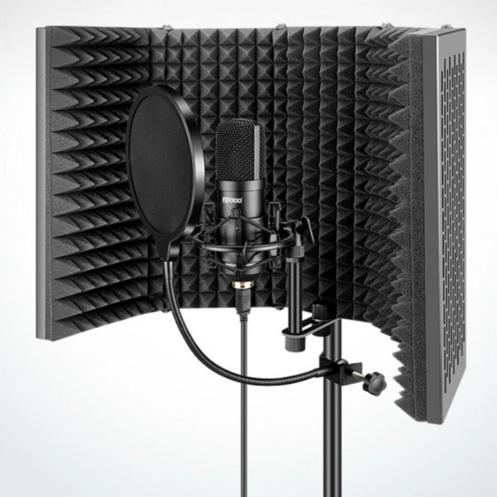 Adjustable 5 Panel Microphone Isolation Shield Foldable Studio ...