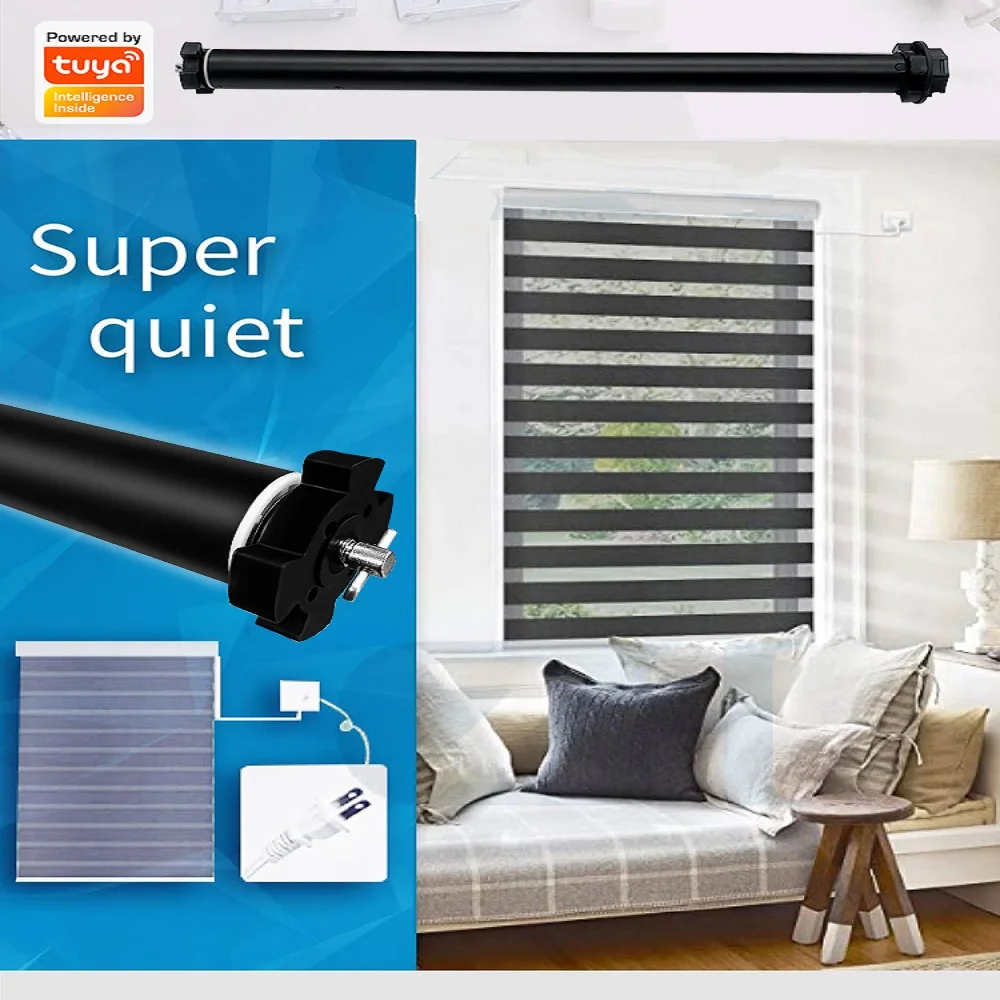 Tuya App WiFi Roller Blind Motor 38mm Tubular Curtains with Smart Tube ...