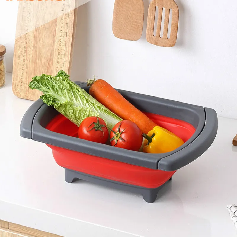 Creative Foldable Basin Portable Outdoor Folding Basin Drain Basket ...