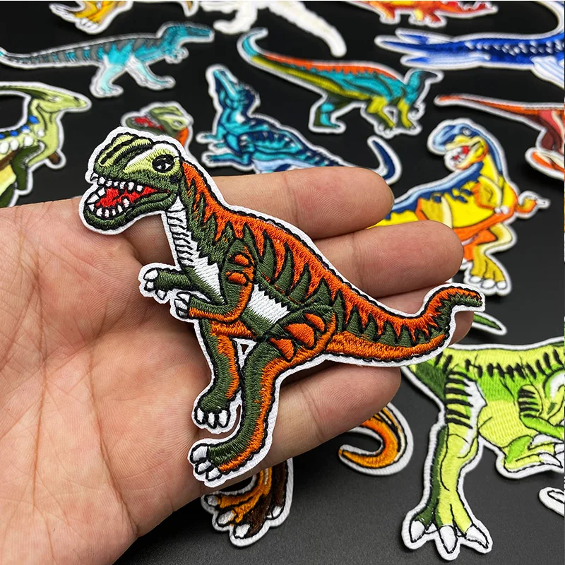 Craft Supplies & Tools Embroidered Dinosaur Badge Tyrannosaurus Iron-on Patch Dinosaur Applique ...