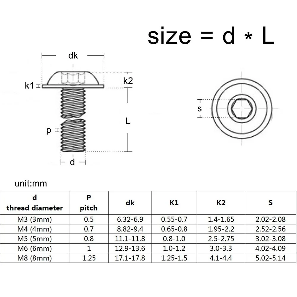 VIS,(10pcs)M6-12mm--Vis à tête hexagonale à bouton rond en acier inoxydable, 1-50 pièces, M3 M4 ...