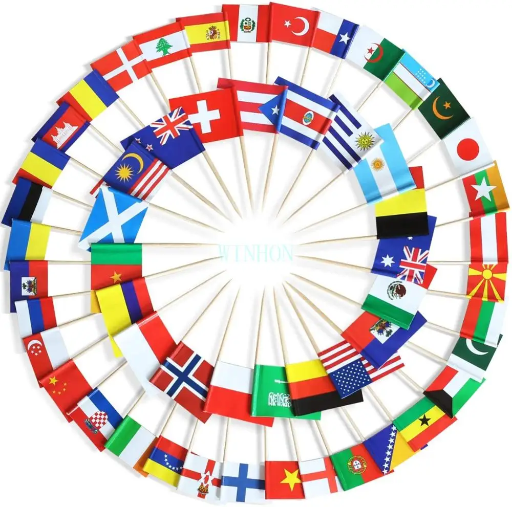 World Flag Toothpick flags Box of 100 Country Flags Dinner Cake ...