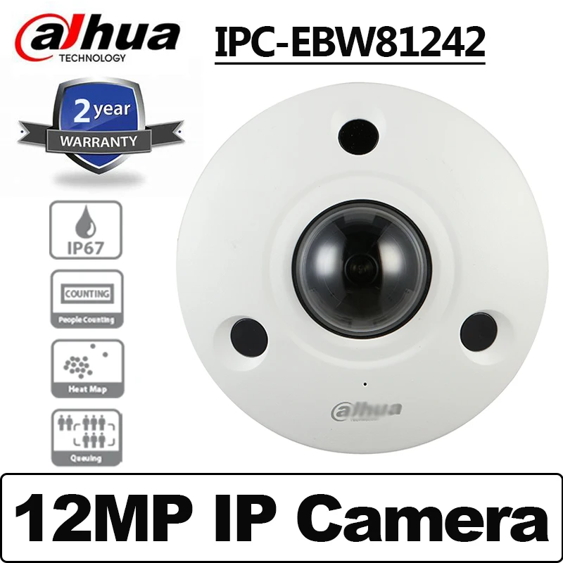Cámara IP de ojo de pez, videocámara panorámica de red IR Original de 12MP, IPC EBW81242 ...
