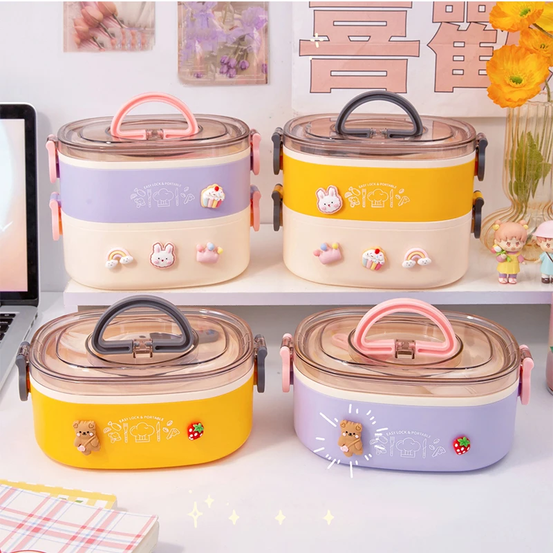 Kawaii Lunch Box For Girls Women Cute Plastic Picnic Bento Box ...