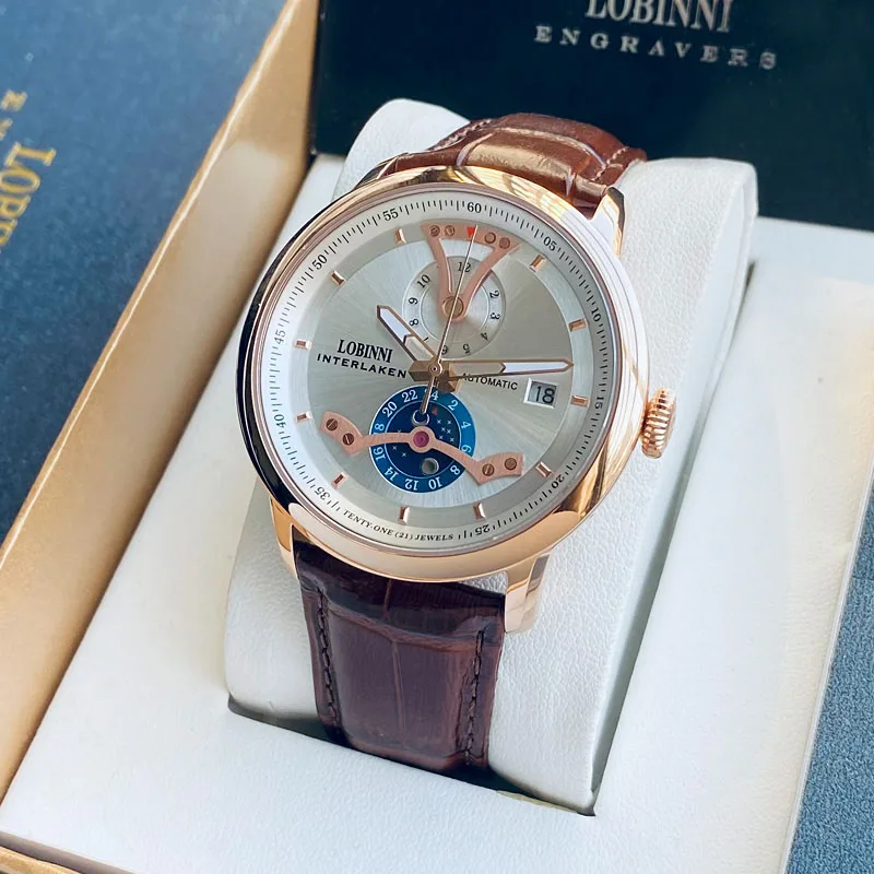 Lobini 최고 브랜드 사파이어 유리 자동 기계식 손목 시계 빛나는 손 방수 50m 스테인레스 스틸 남성용 시계|기계식 시계 ...