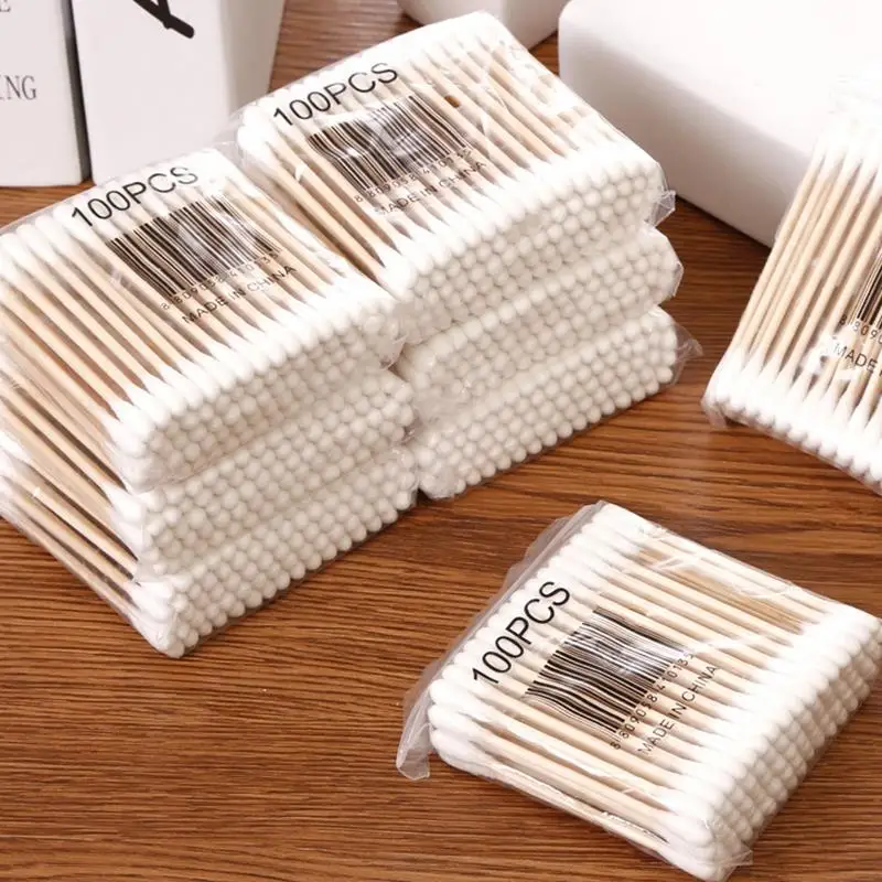 COTON-TIGE,--coton tige Double tête en bois, 100 pièces, pour ...