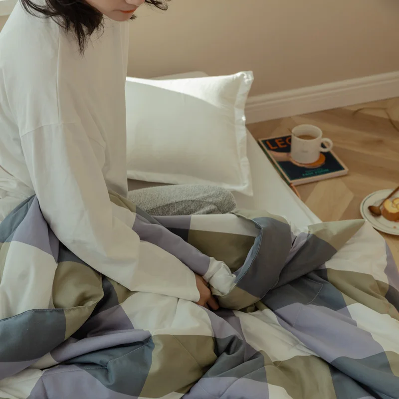 Super Soft Comforter Premium Cotton Quilt Stripe Blanket