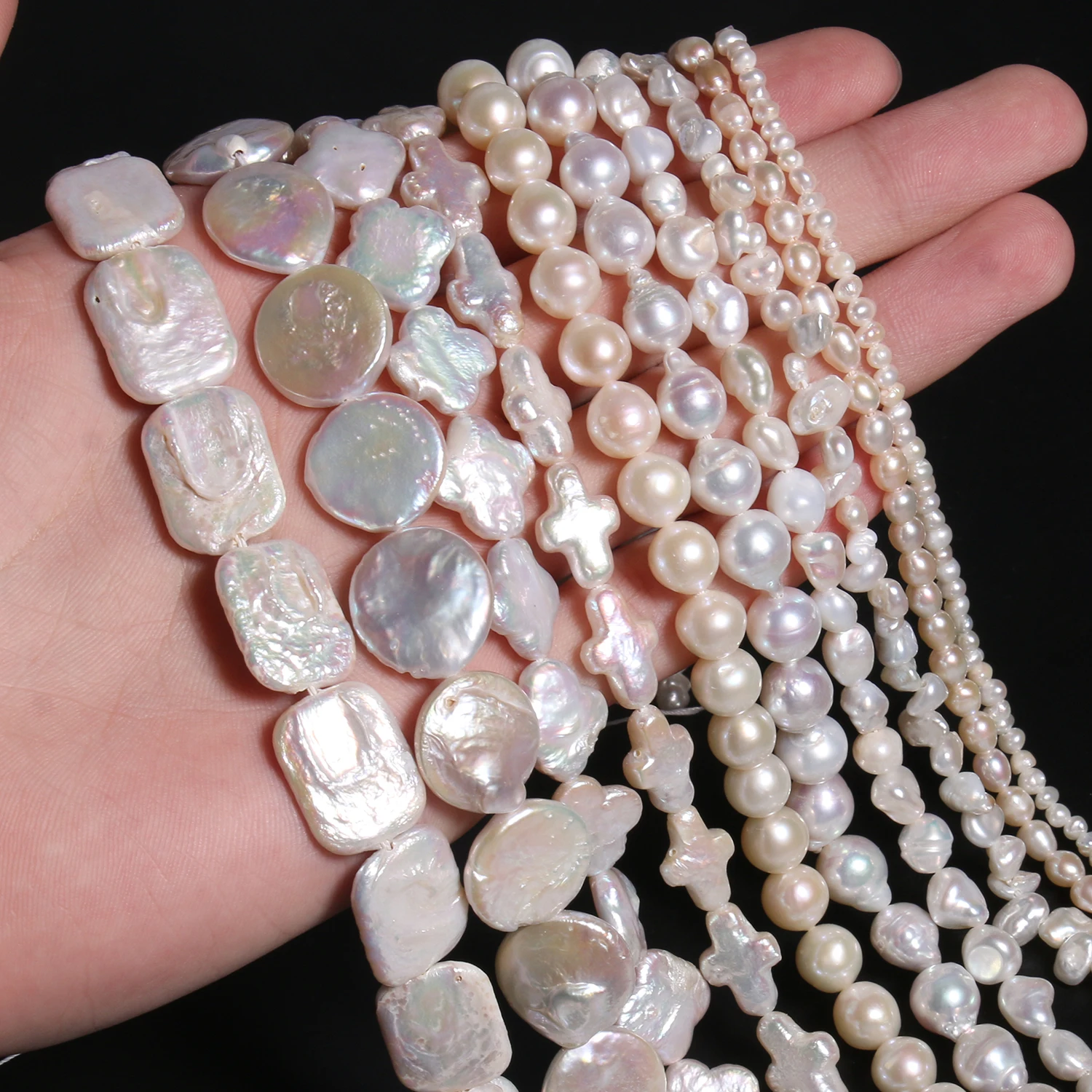 Natural Pearls Cross Rectangle Oval Rice Shape Pearls Loose Round Charm ...