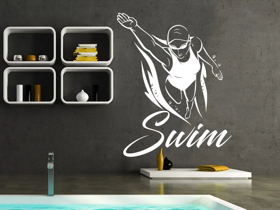 Women Swim Wall Sticker Car Swimmer Decal Swimming Posters Vinyl Wall ...