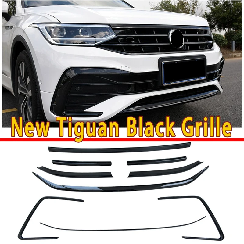 Car styling For New Tiguan MK2 R line 2020 2021 2022 Front Bright Black ...