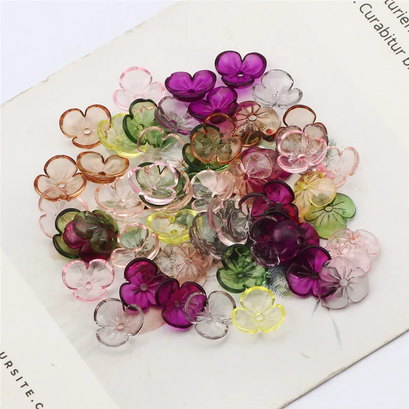 200PCS-Multicolor-Transparent-Flower-Beads-Acrylic-Beads-For-Fashion ...
