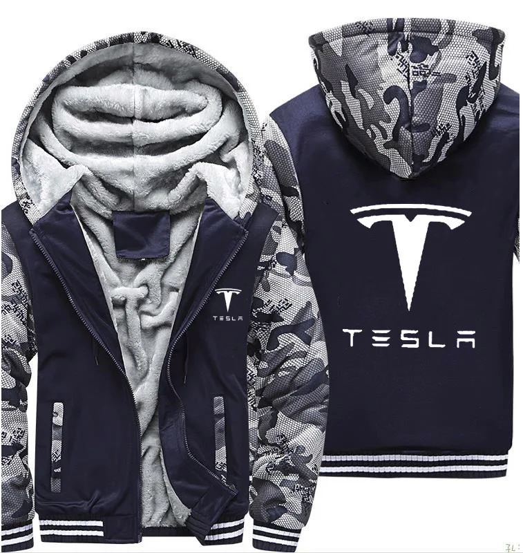 Hoodies Men Tesla Car Logo Print Jacket Mens Hoodies Winter Thicken ...