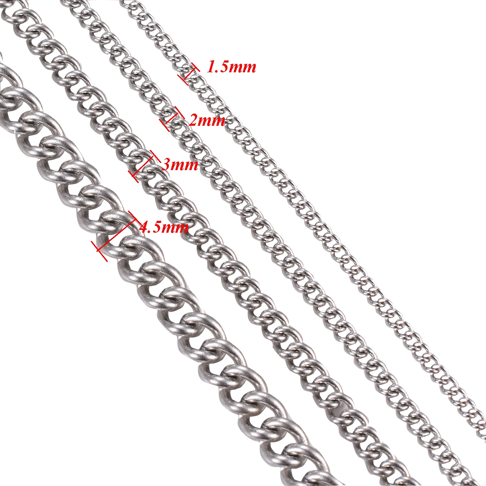 Wholesale 1meter/lot Stainless Steel Basic Link Chain Necklace 1.5/2/3 ...