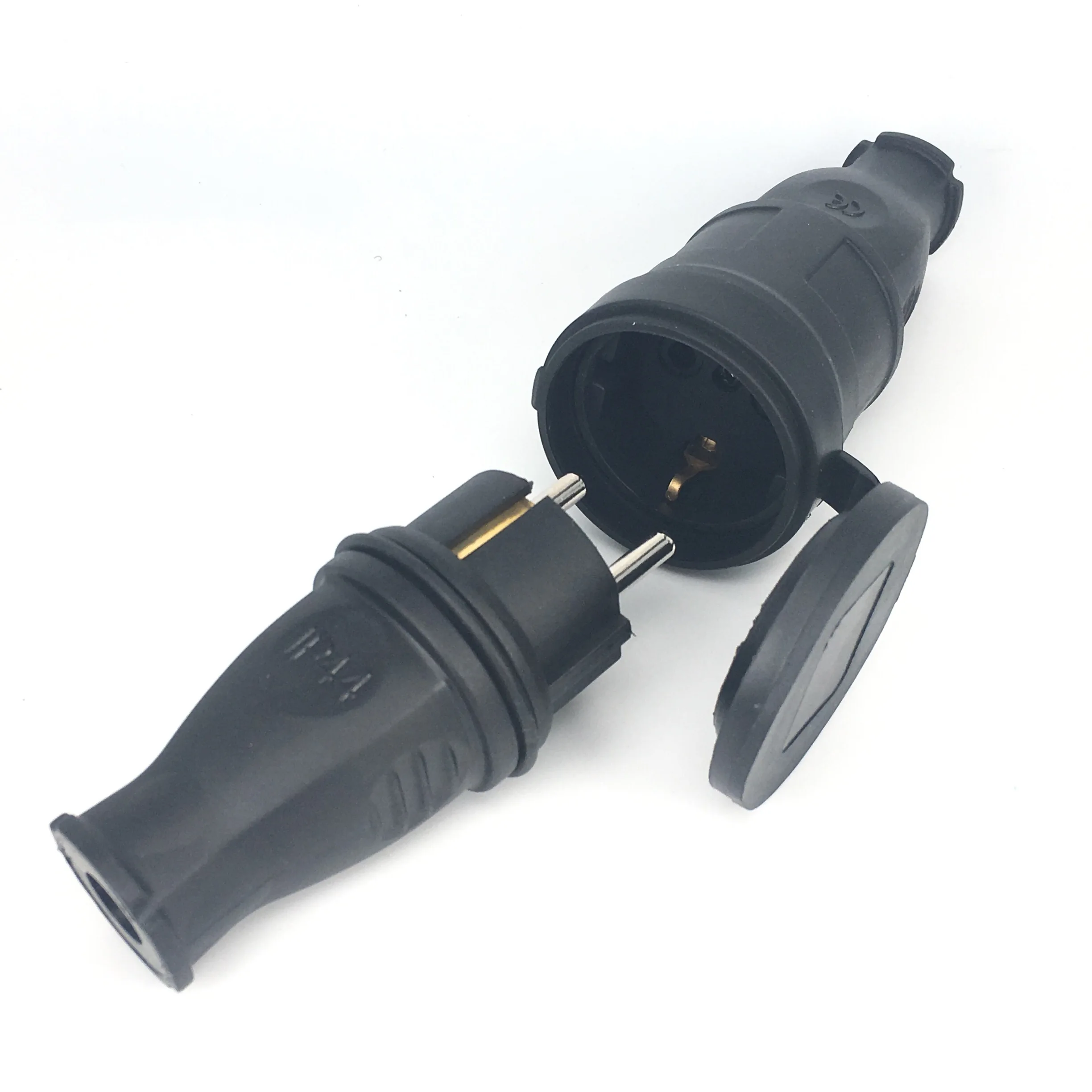 Eu Rubber Waterproof Socket Plug Electrial Grounded European Connector ...