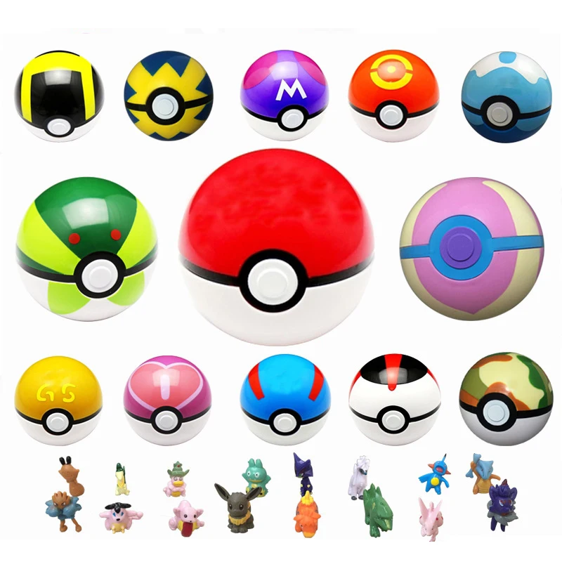 High Quality 7CM Pokemon Ball with 2.5 3cm Pokemones Figures Hot Toys ...