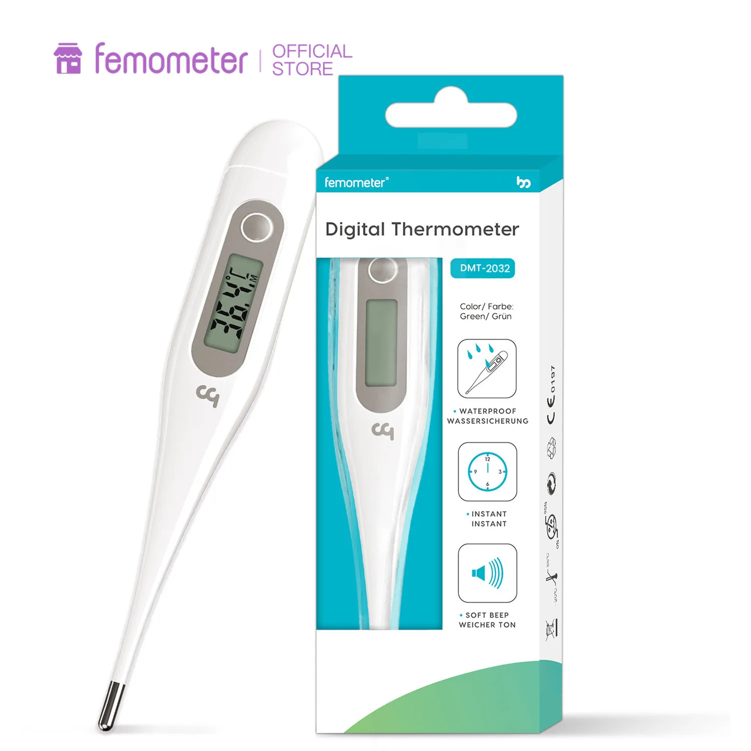 Femometer Digital Thermometer Waterproof Oral Thermometers With Fever ...