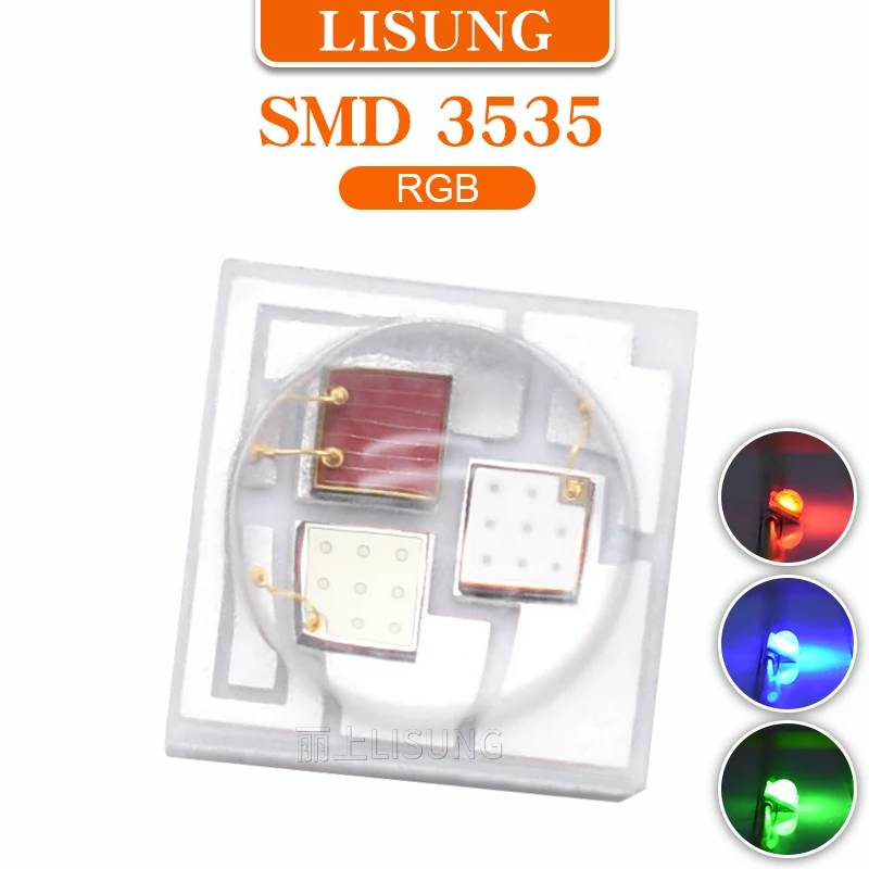 10 개/가방 높은 전원 3*1w Smd 3535 Rgb Led 칩 슈퍼 밝은 3 색 Fullcolor 빛 렌즈 스포트 라이트 ...