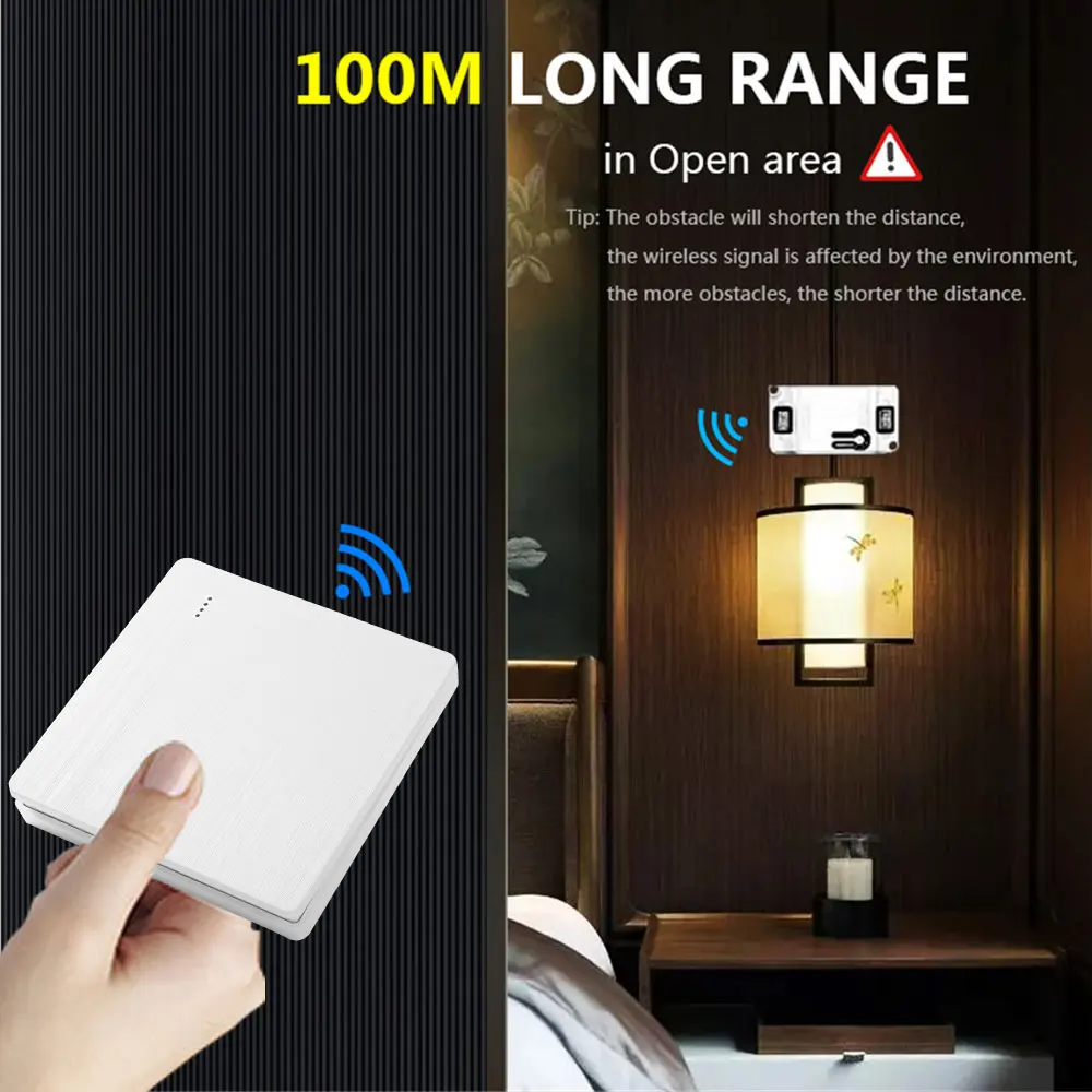 Interrupteur mural,Wireless 1gang W--Interrupteur de lumière sans fil à ...