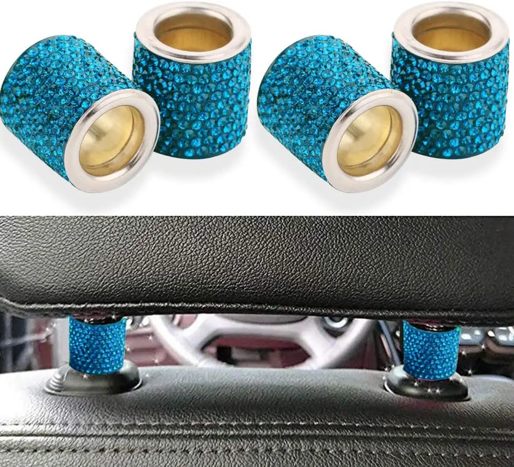 4 Pack Car Headrest Collars Car Head Rest Rings Decor Bling Bling ...