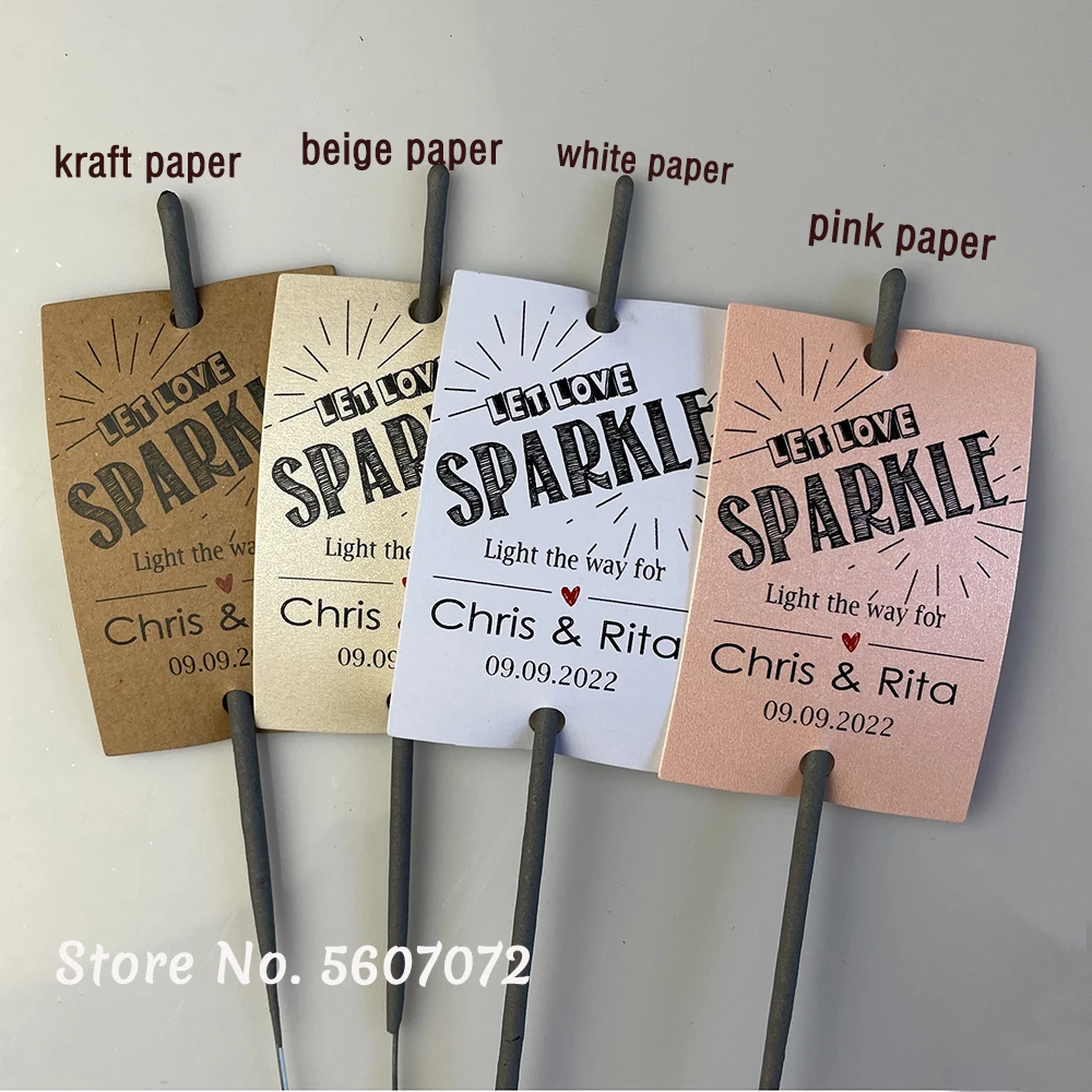 Set of 100 Customize Sparkler Tags kraft paper Let Love Sparkle ...