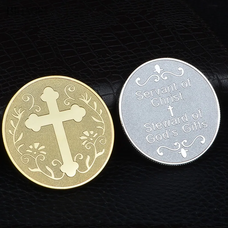 Moneda de Oro de la Cruz, servidor de Cristo, moneda de fe de Cristo ...