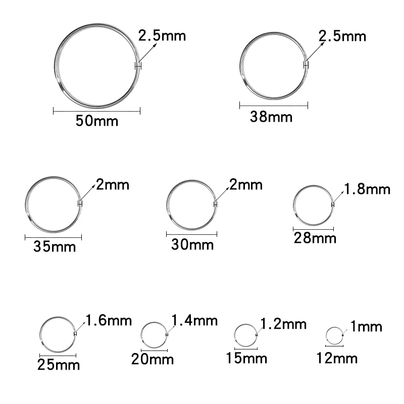5-30pcs-12-50mm-Stainless-Steel-Keyring-Round-Key-Ring-Key-Chain-Split ...